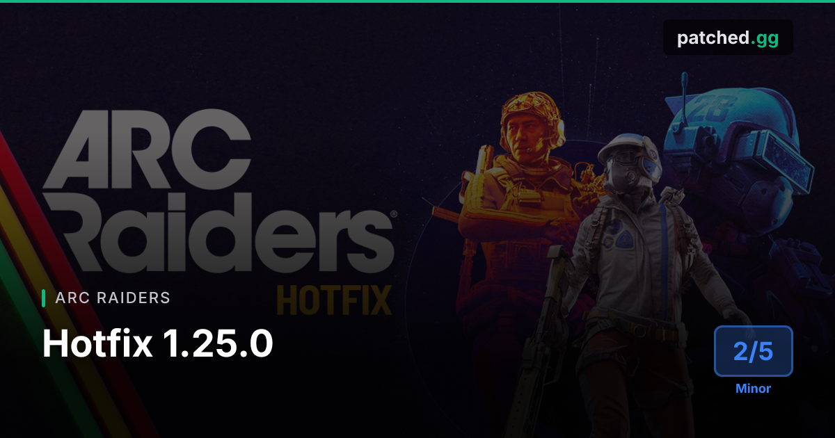 Arc Raiders v1.25.0 — Duplication Glitch Fix | Patched
