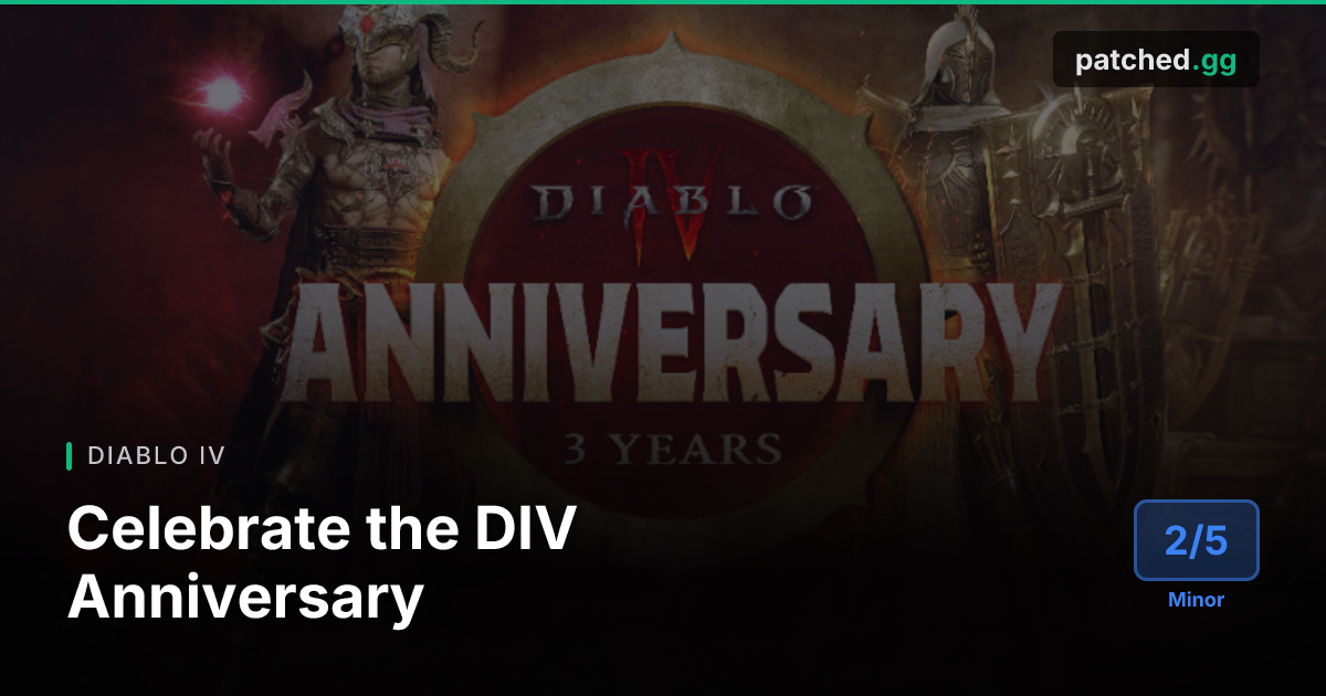 Diablo IV Anniversary — Free Gifts & XP Boost | Patched