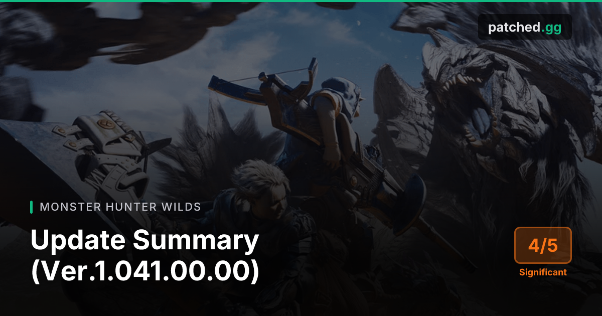Monster Hunter Wilds Update 1.041.00.00 - Arch-tempered Arkveld | Patched