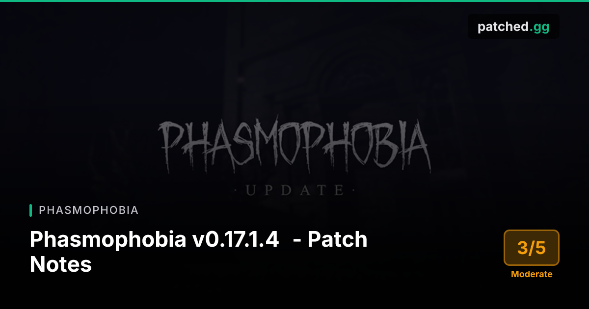 Phasmophobia v0.17.1 — VR Belt & Ghost Revert | Patched