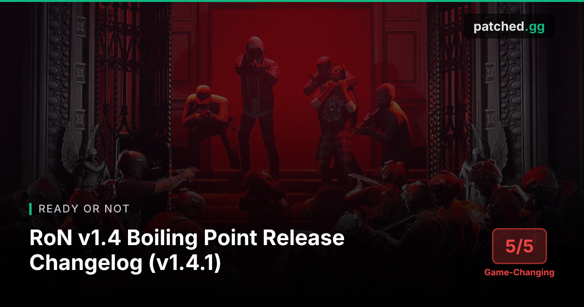 Ready or Not v1.4 Boiling Point — 3 New Maps, G18-C & Multi-Rail | Patched